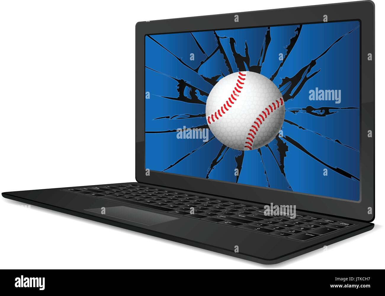 Cracked laptop baseball on a white background. Vector illustration ...