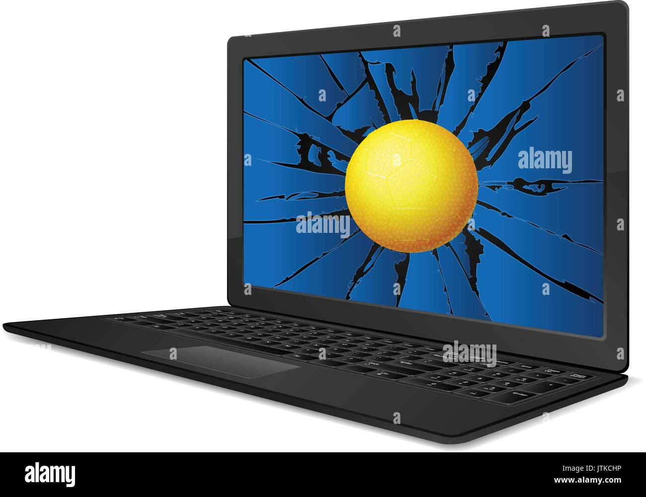 Cracked laptop handball on a white background. Vector illustration ...