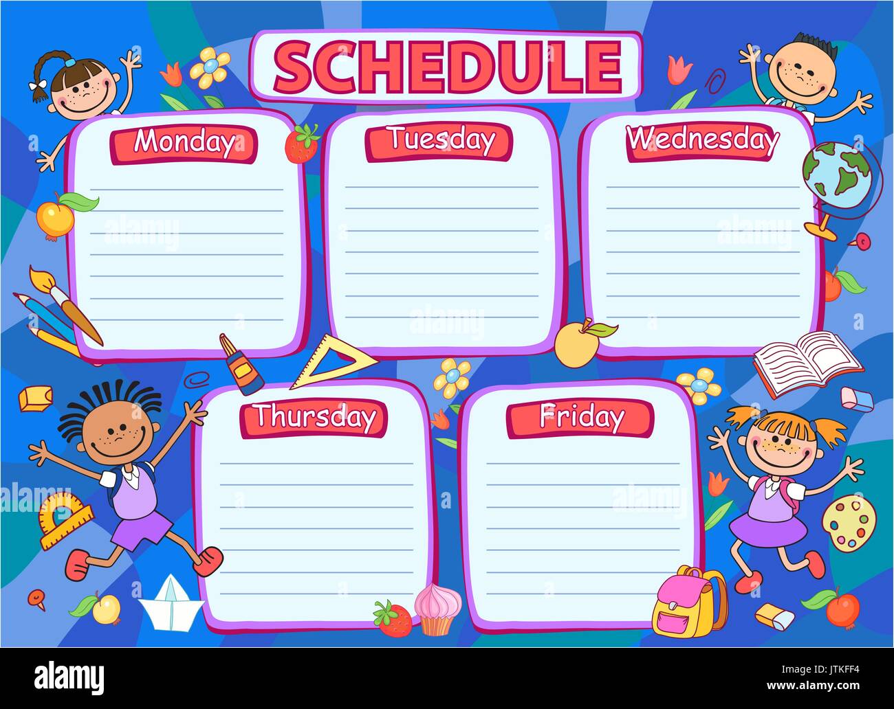 School timetable schedule, colorful vector illustration Stock Vector ...