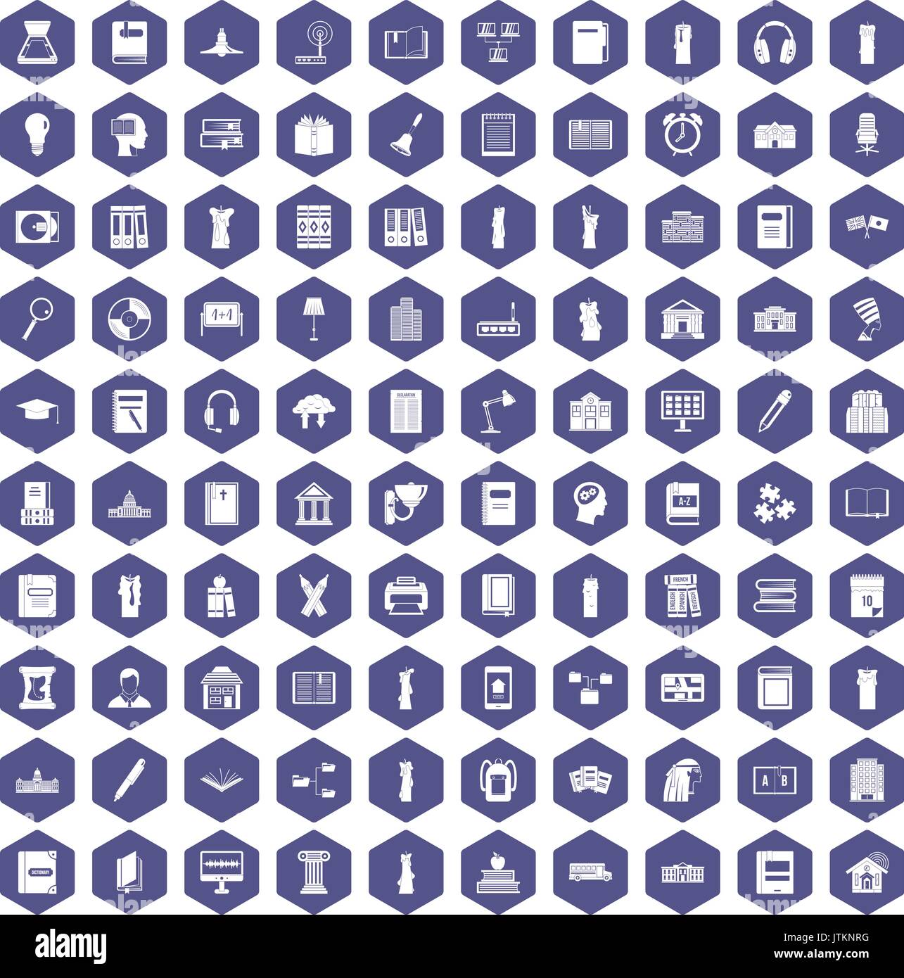 100 library icons hexagon purple Stock Vector Image & Art - Alamy