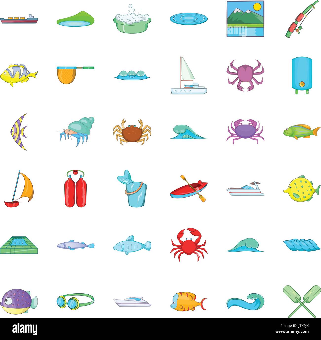 Ocean water icons set, cartoon style Stock Vector Image & Art - Alamy