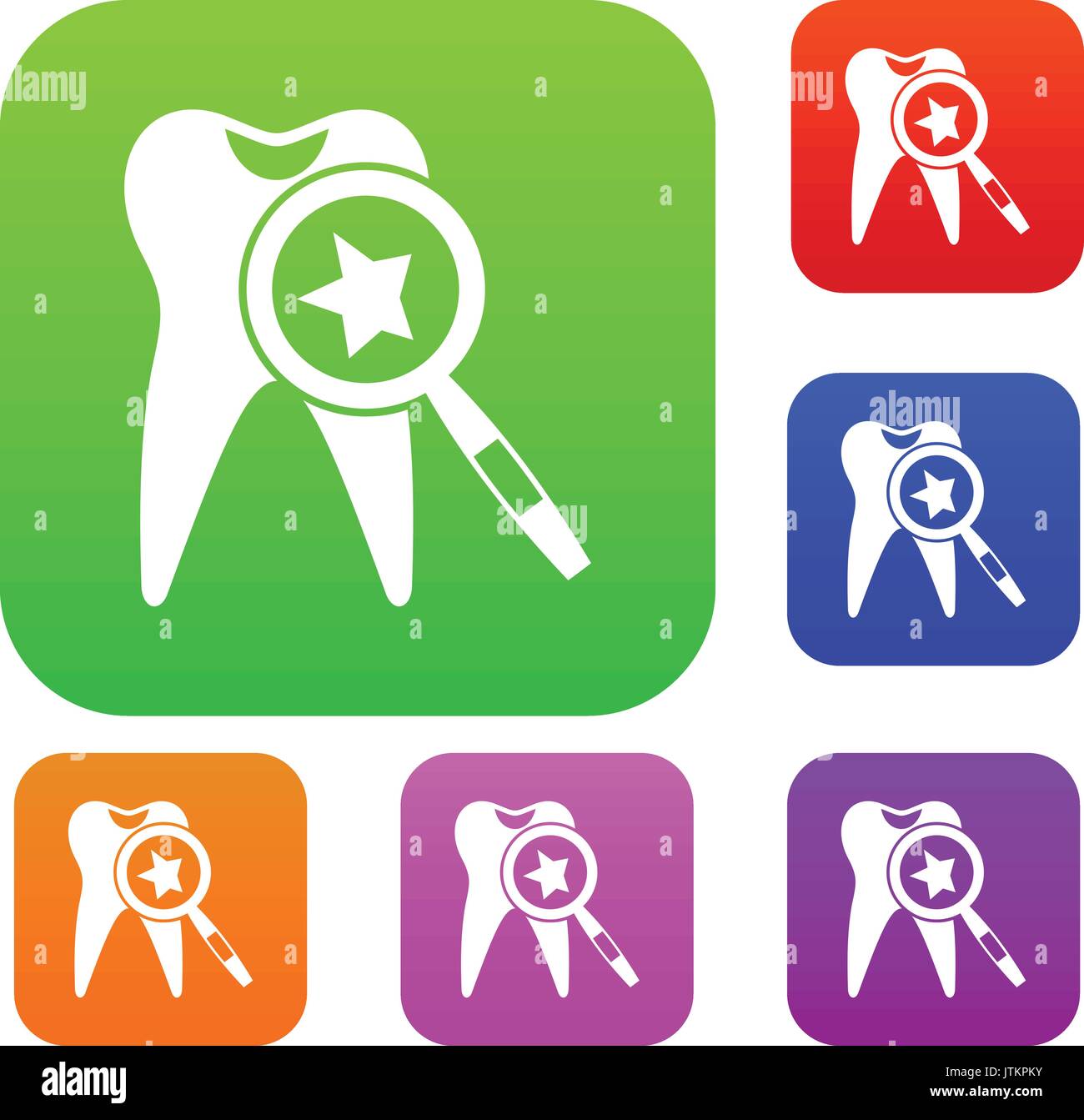Tooth with magnifying glass set collection Stock Vector Image & Art - Alamy