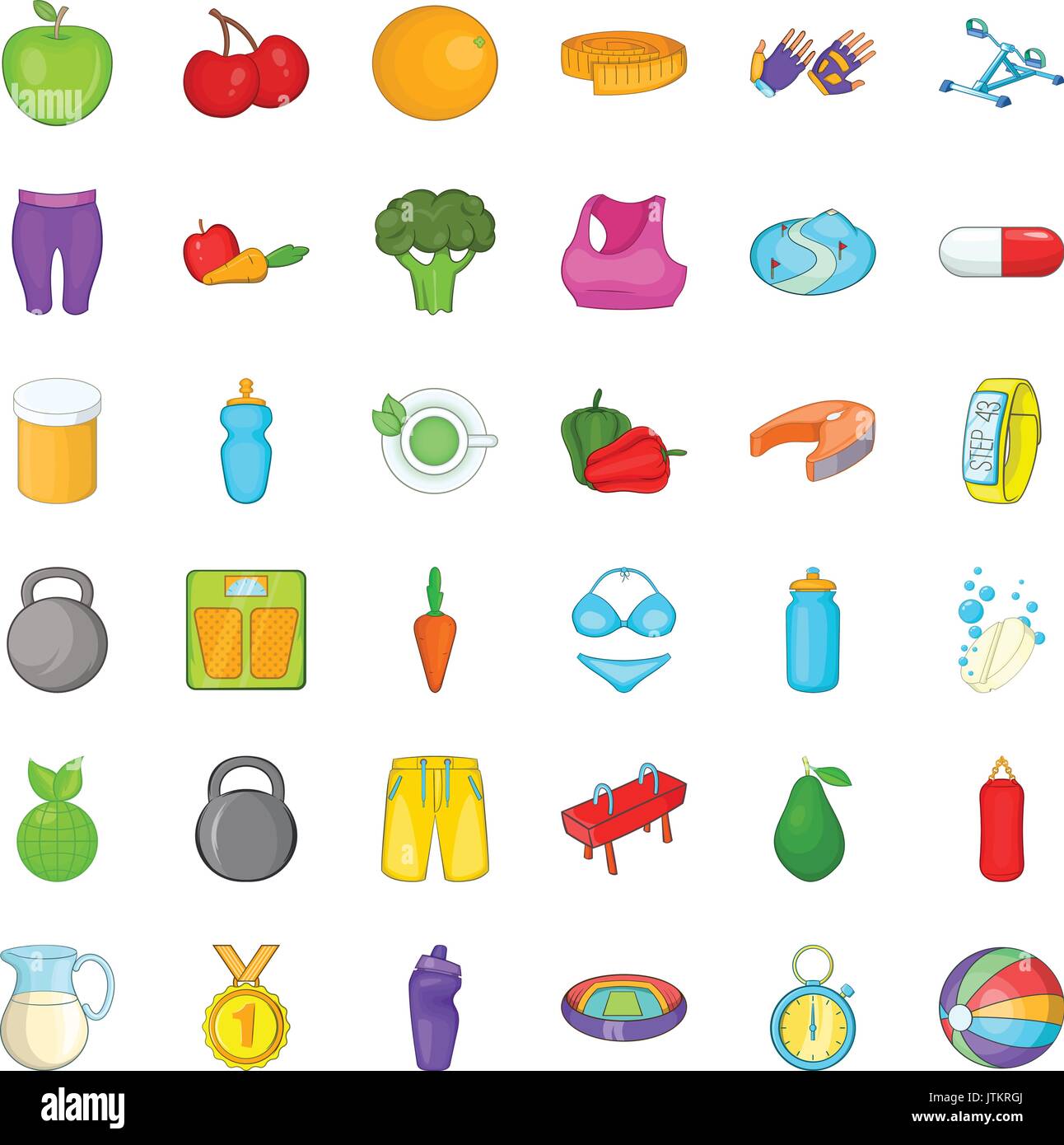 Wellness activity icons set, cartoon style Stock Vector Image & Art - Alamy