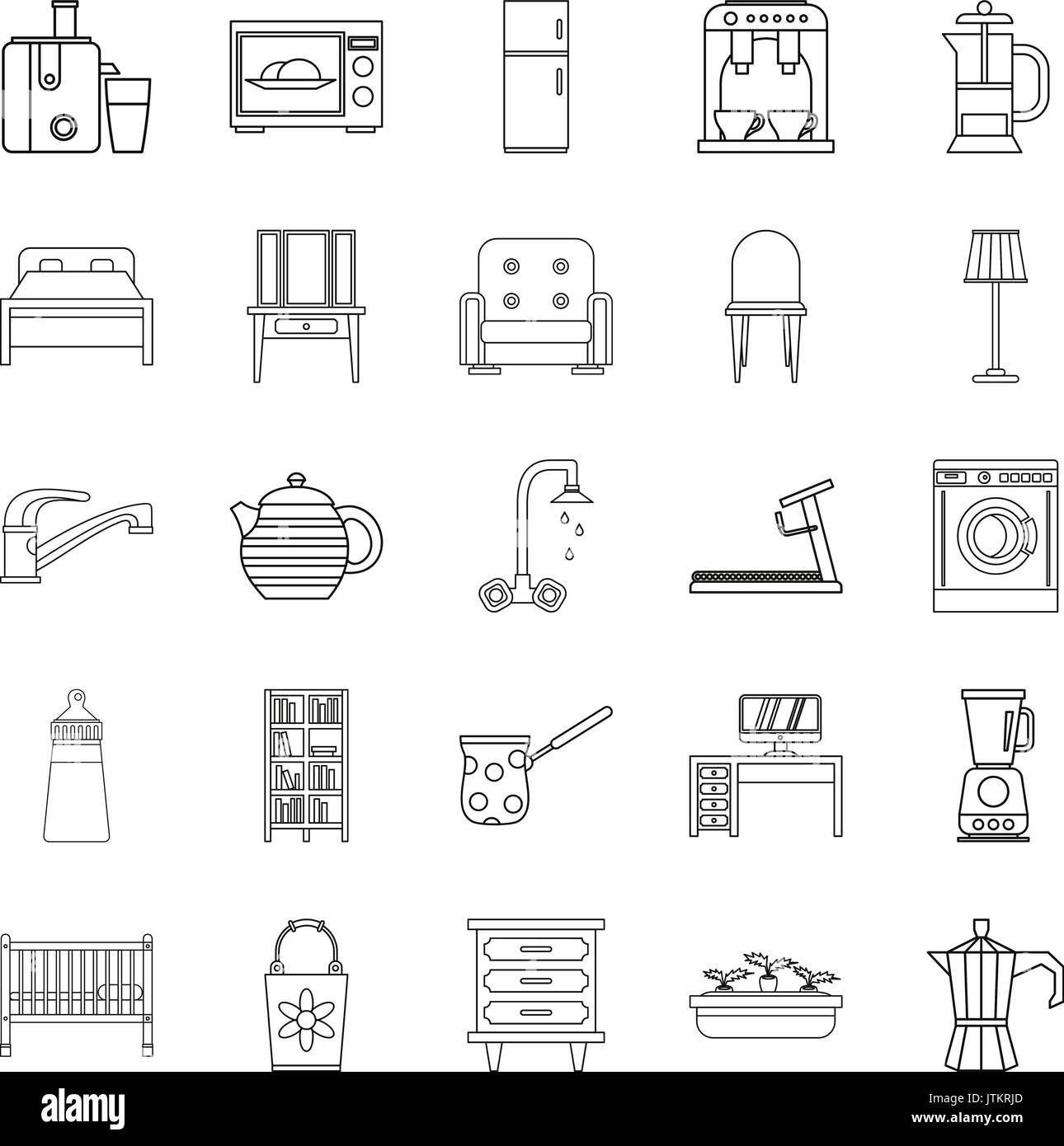 Room icons set, outline style Stock Vector Image & Art - Alamy