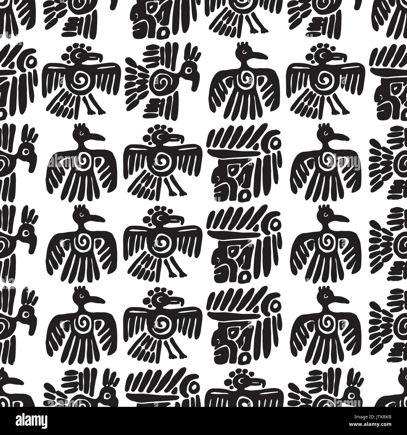 Seamless maya pattern. Black and white ethnic elements Stock Vector ...