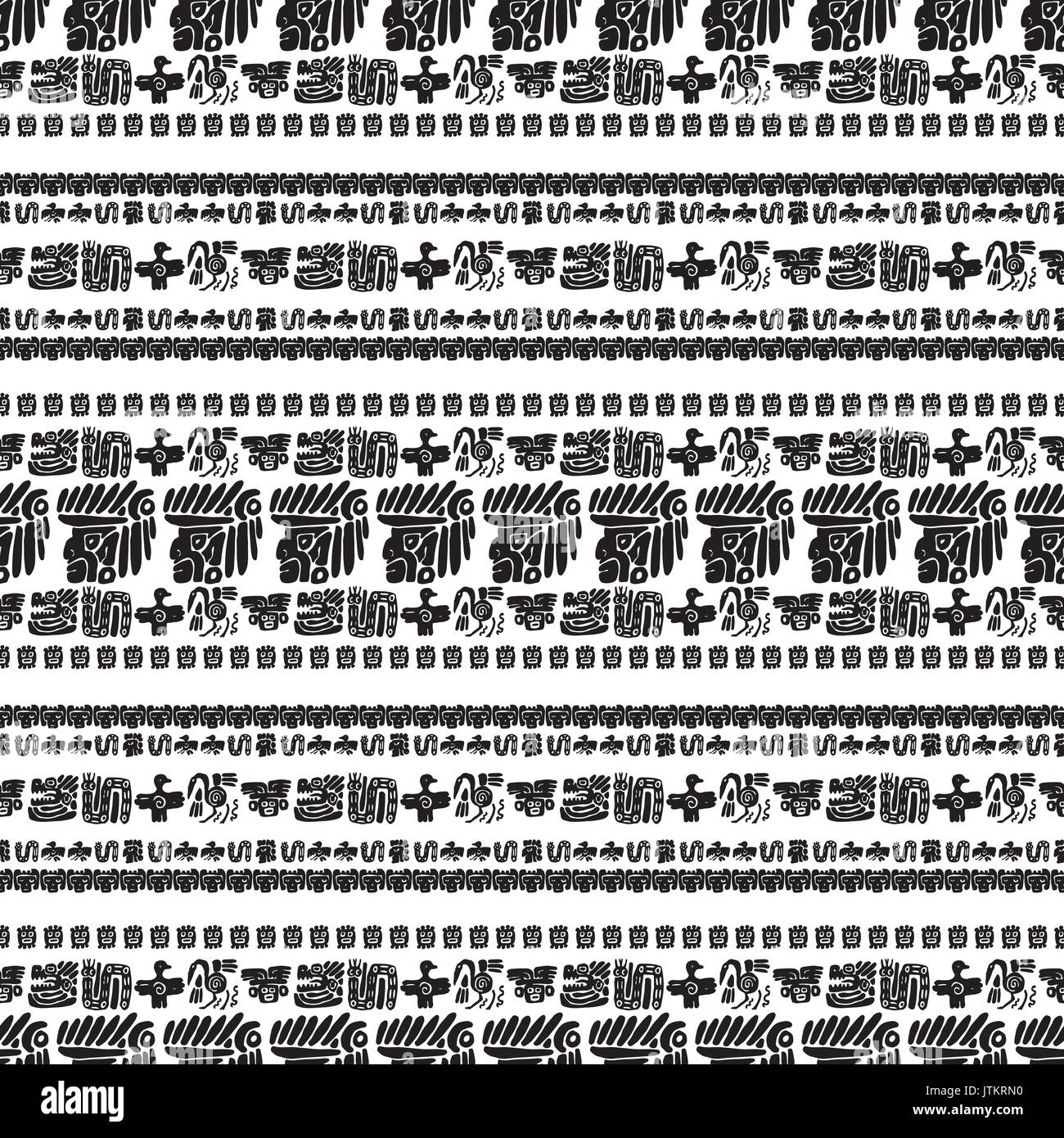 Seamless maya pattern. Black and white ethnic elements Stock Vector ...