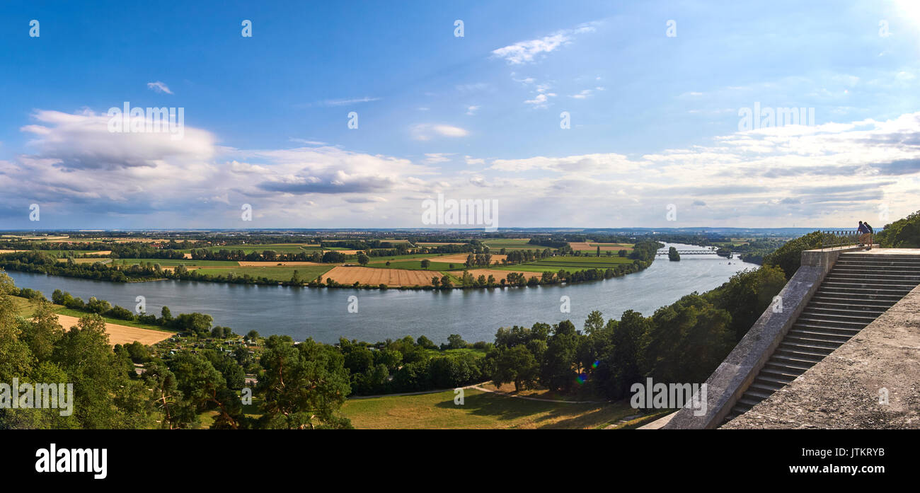 Danube valley panorama from the famous temple Walhalla near Regensburg ...