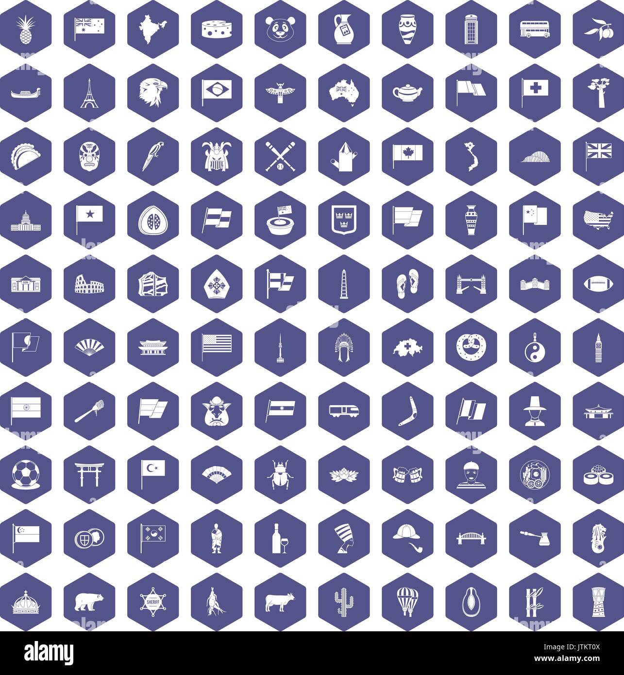 100 national flag icons hexagon purple Stock Vector Image & Art - Alamy