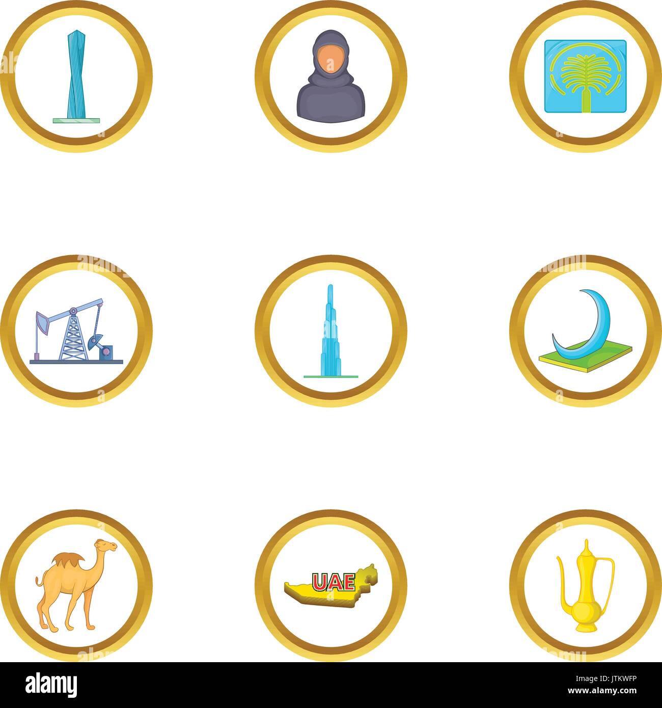UAE travel icons set, cartoon style Stock Vector Image & Art - Alamy