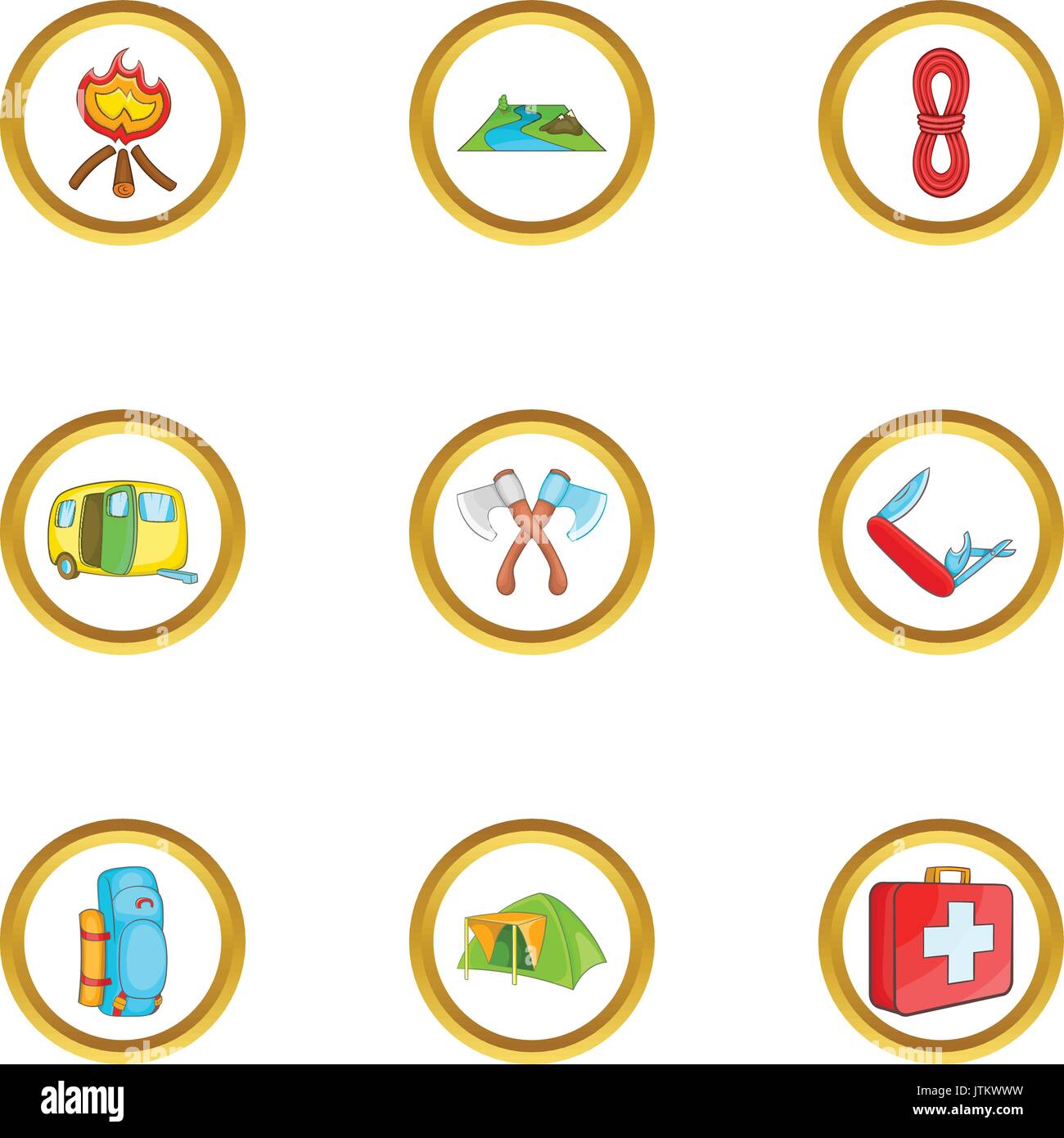 Camping rest icons set, cartoon style Stock Vector Image & Art - Alamy