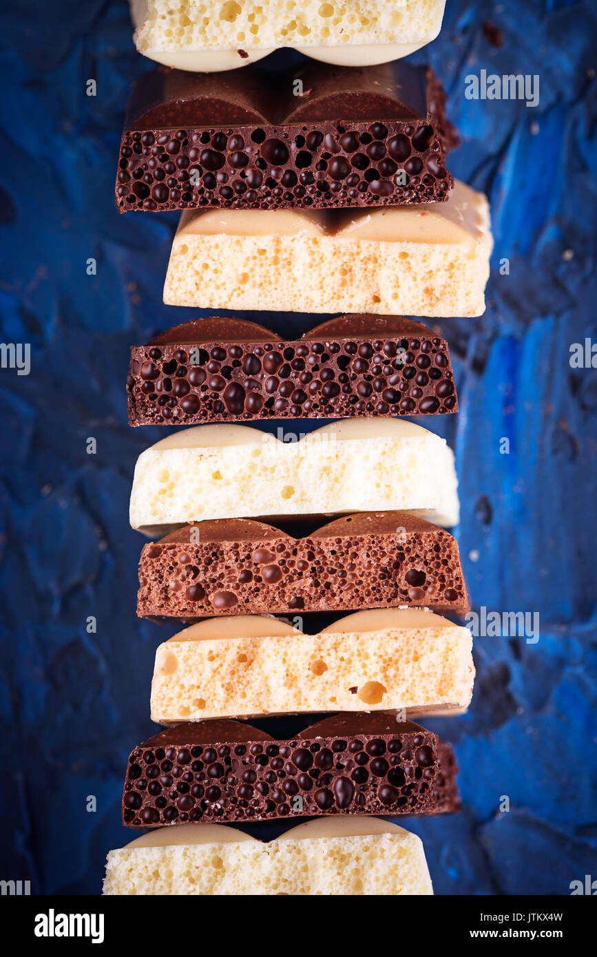 Different type of chocolate. Top view Stock Photo - Alamy