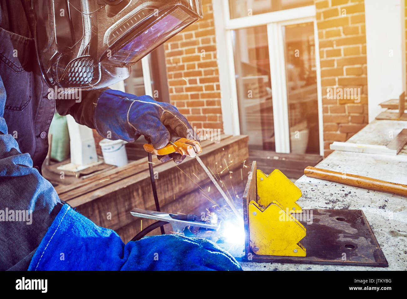 Man Wearing Welders Mask High Resolution Stock Photography and Images ...