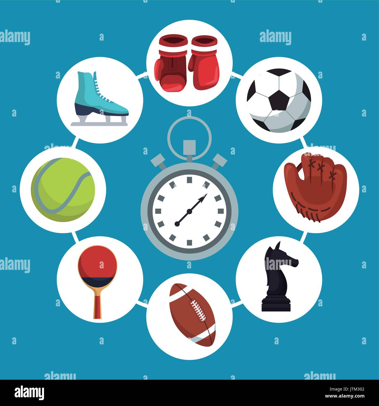 color background with chronometer with icons elements sport in circular ...