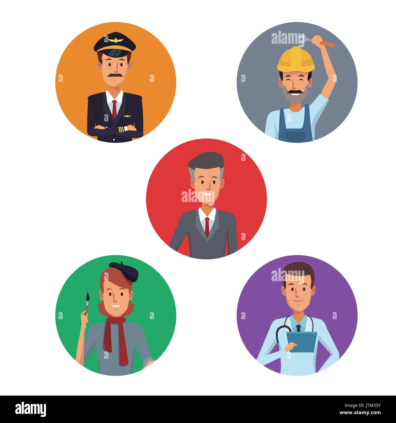 white background with colorful circular frame icons group male people ...