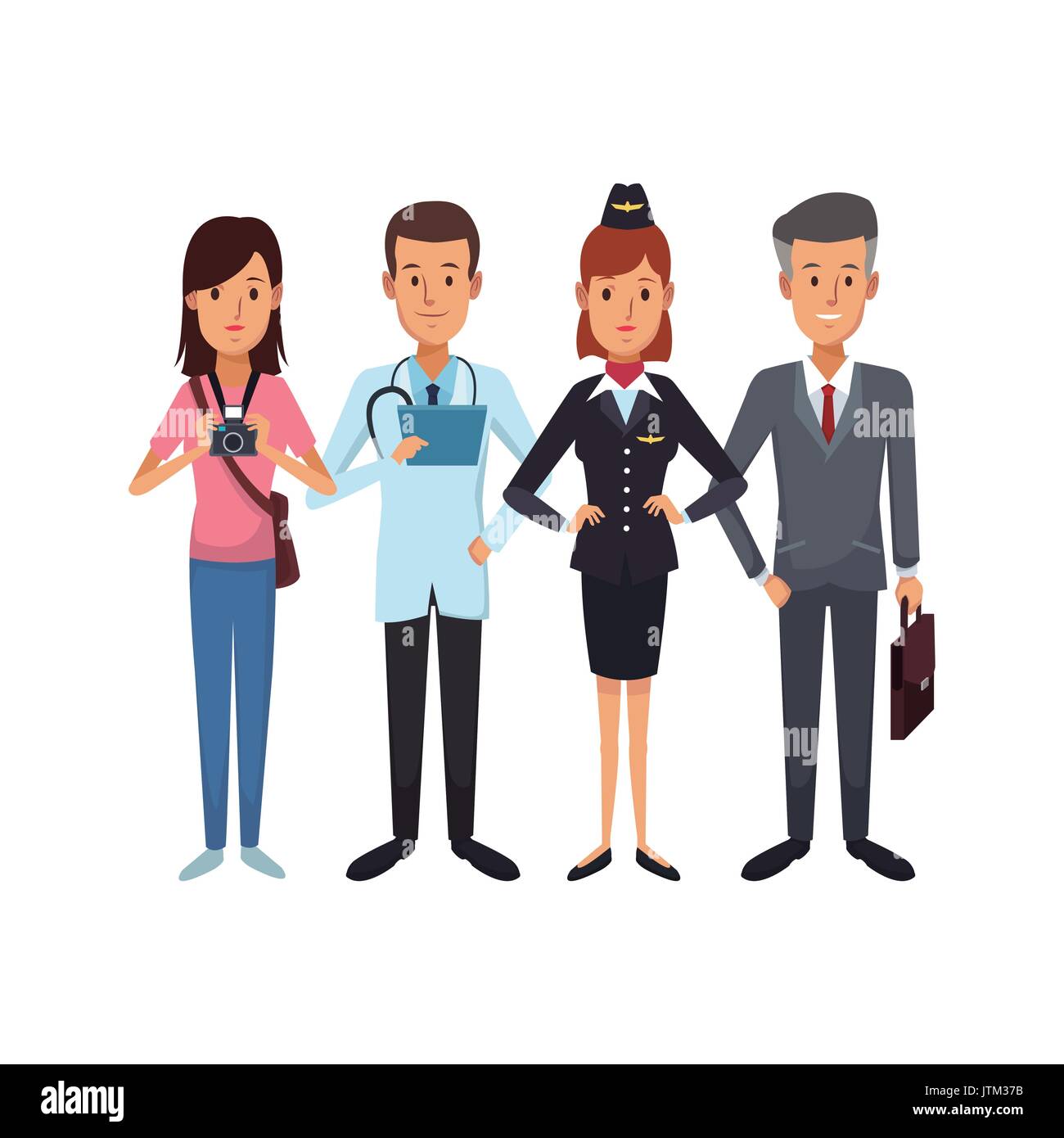 white background with group people of different professions Stock ...