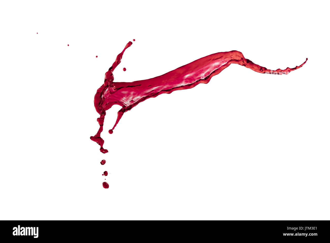 flying beautiful red splash and drops isolated over white background ...