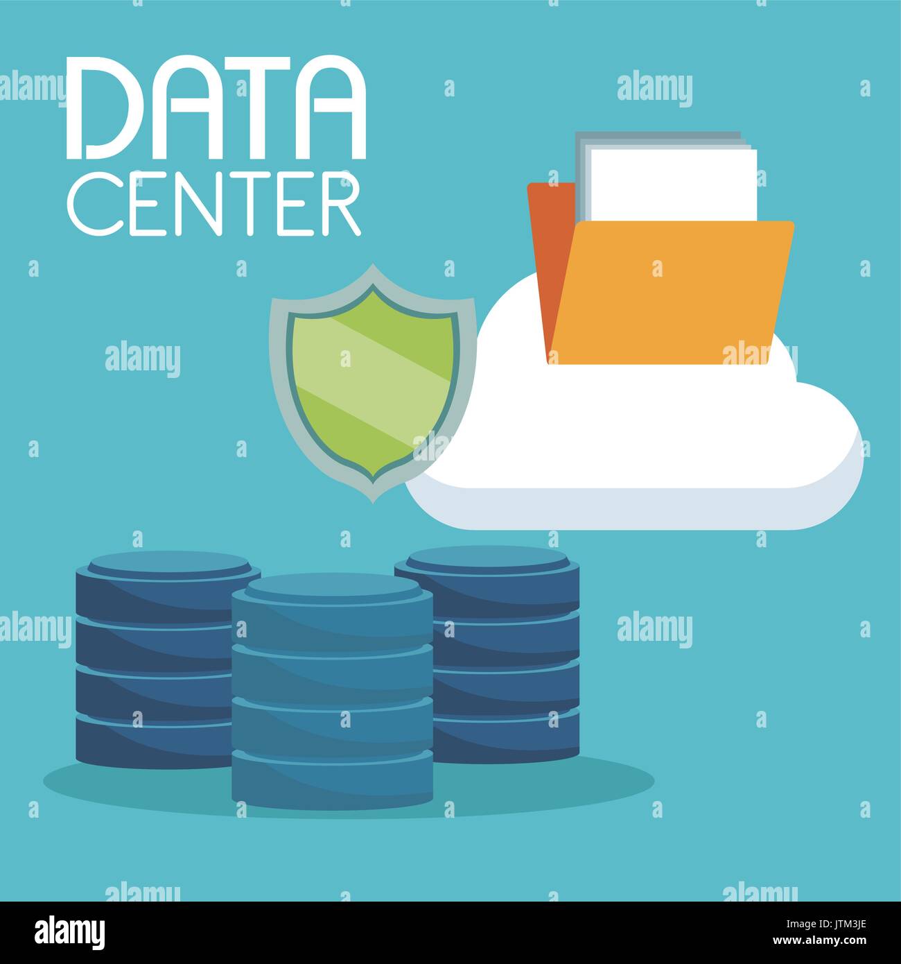 color background with cloud storage folder and computer drive data ...