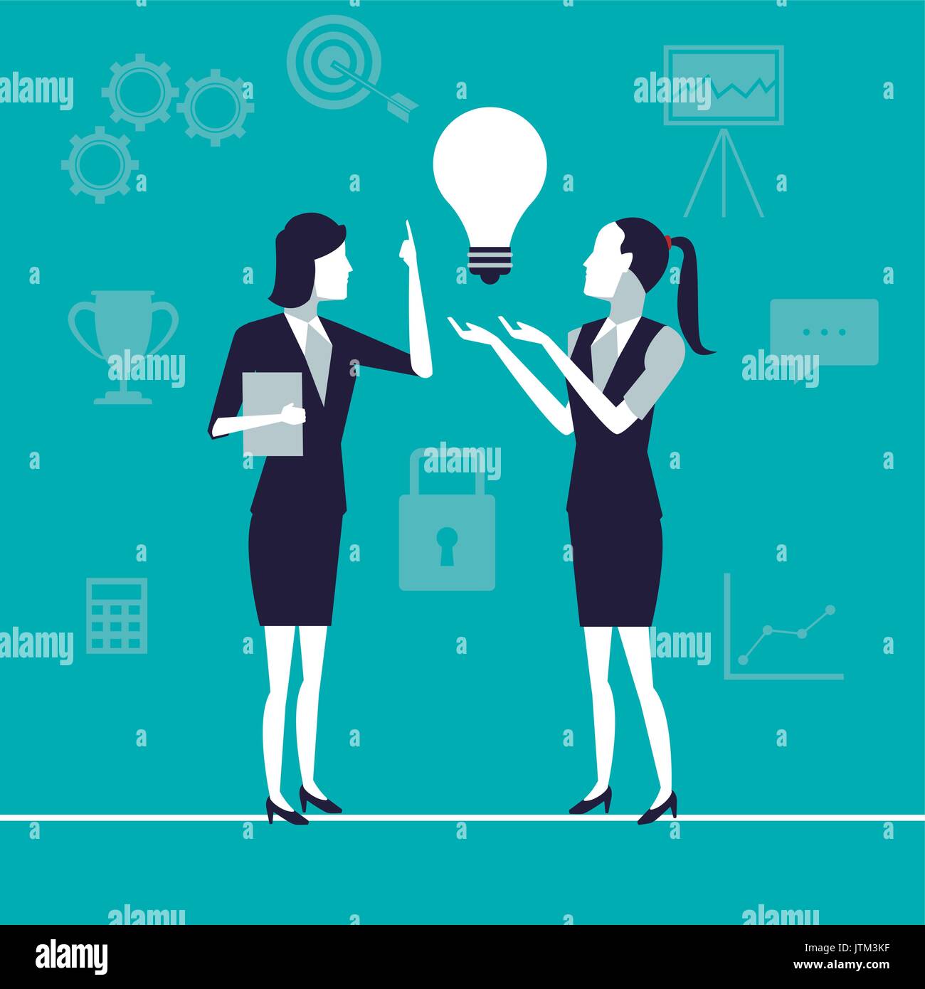 color background with executive women in generation of ideas business ...