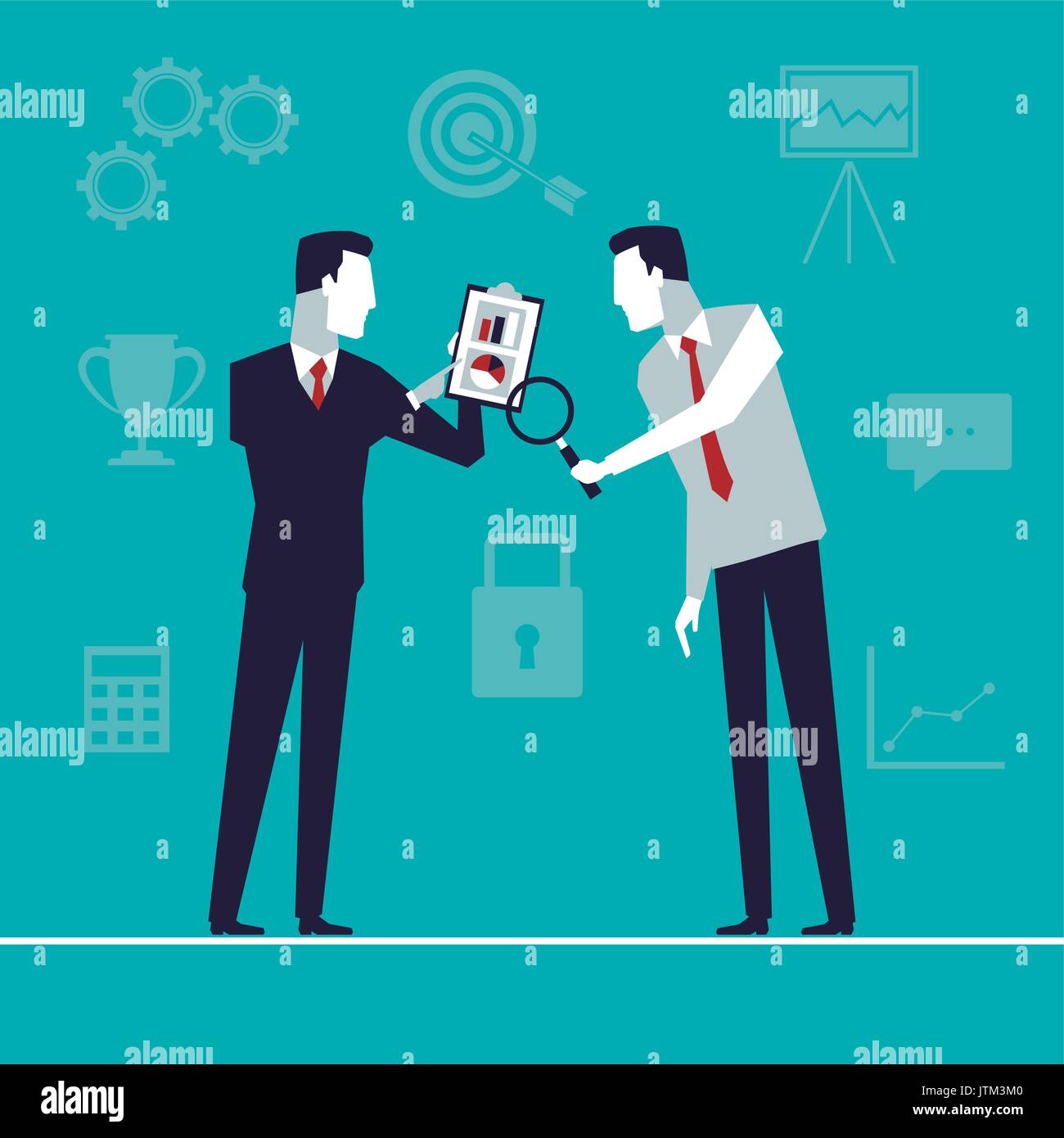 color background with executive men in graphics review business growth ...