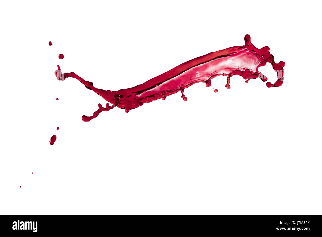 flying beautiful red splash and drops isolated over white background ...