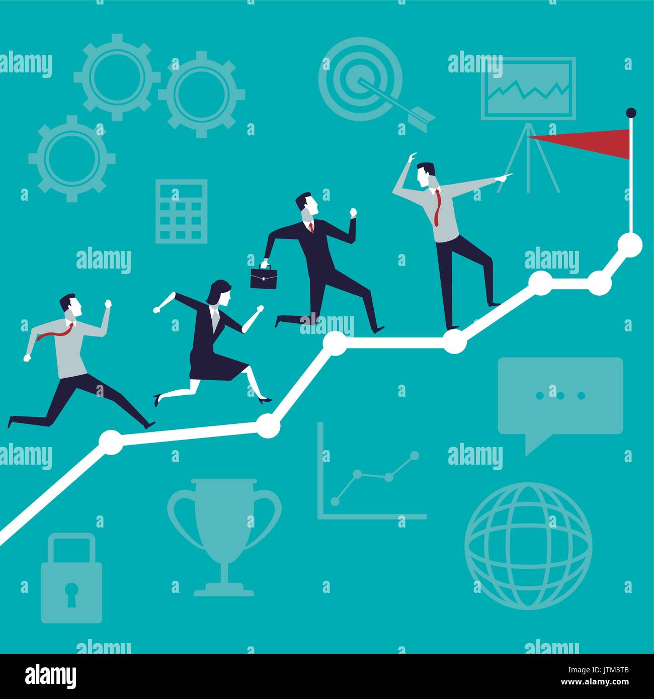 color background business growth with executive team running to top ...