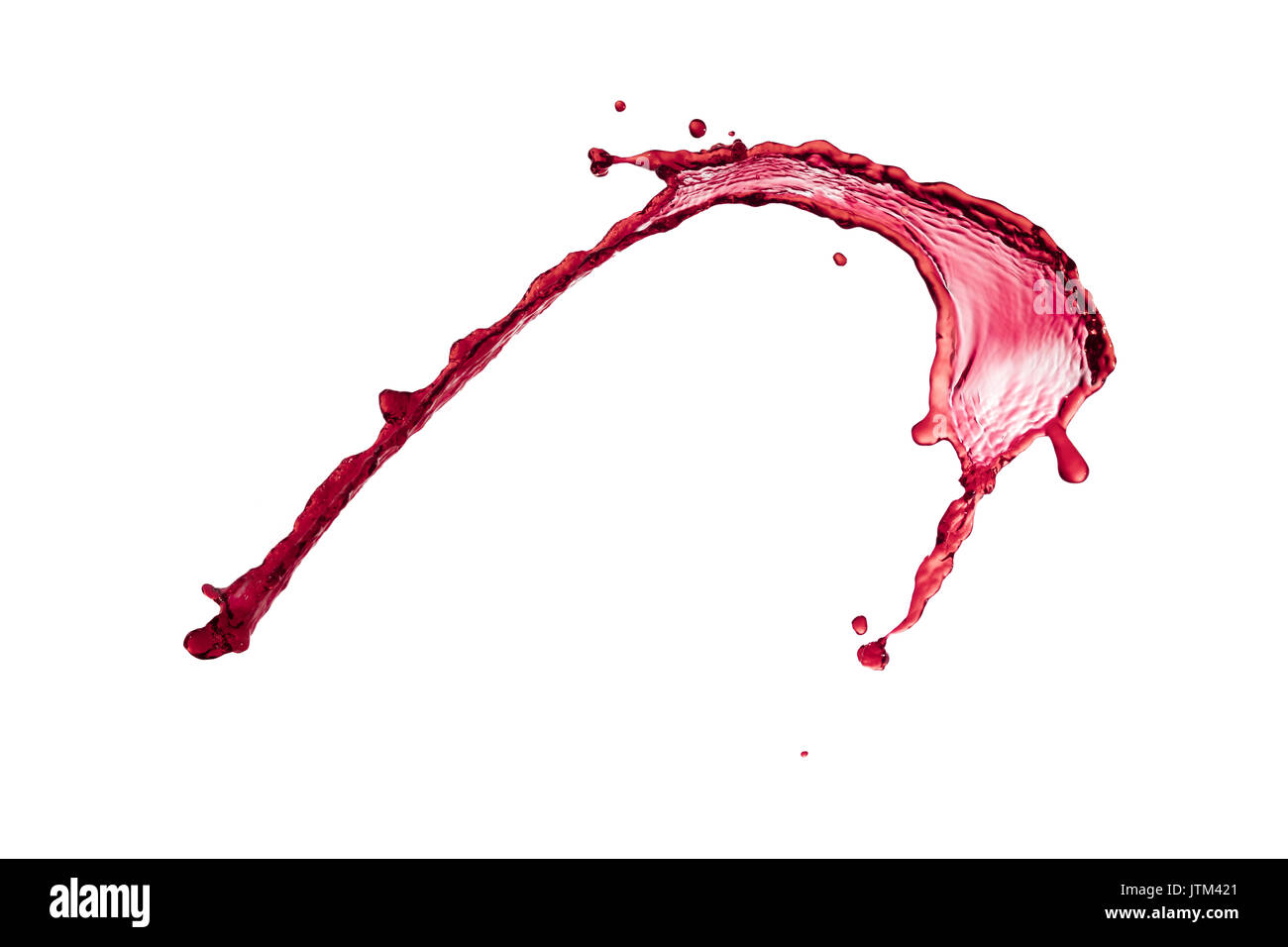 flying beautiful red splash and drops isolated over white background ...