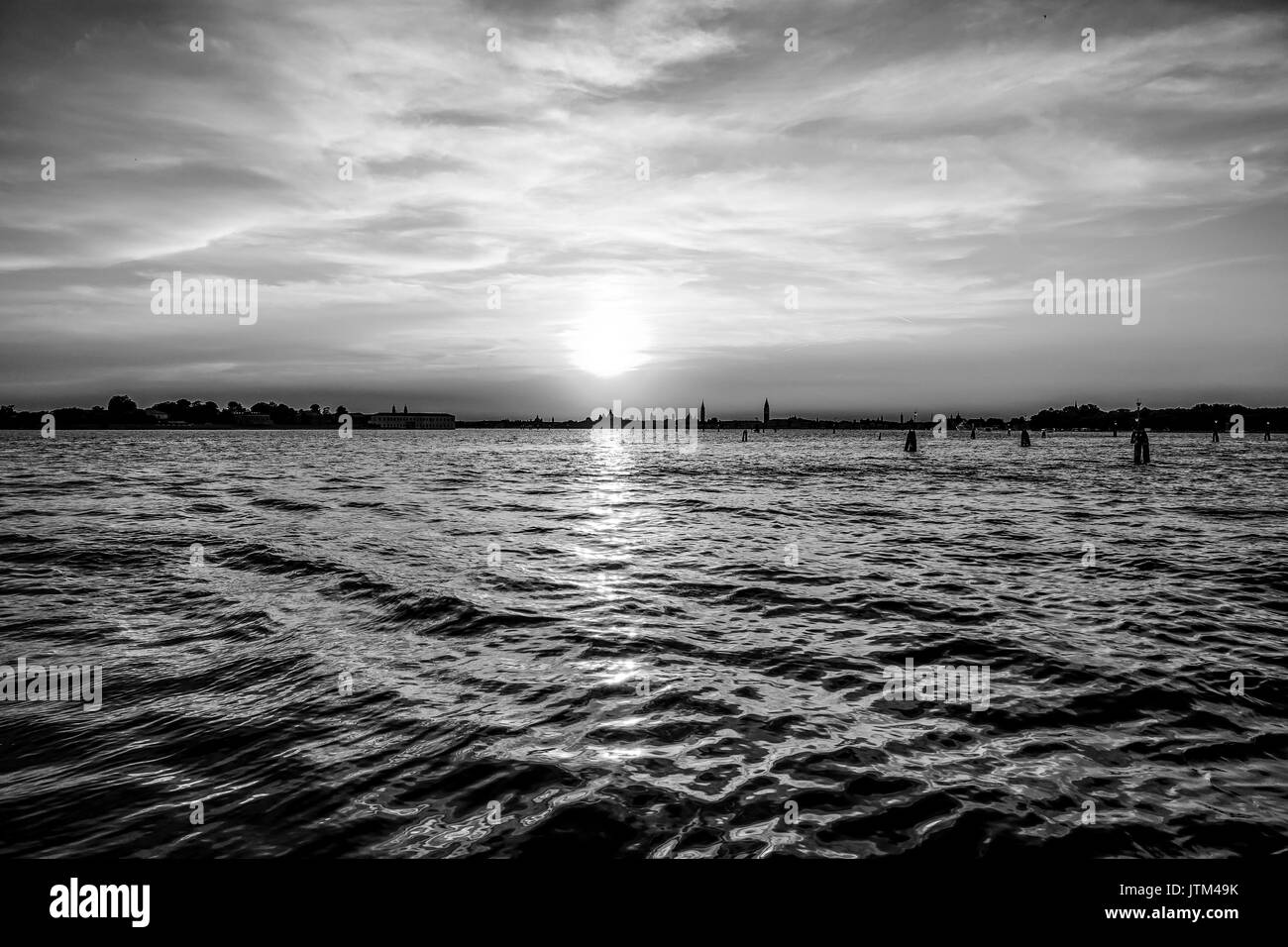 Venice at sunset - wide angle shot Stock Photo - Alamy