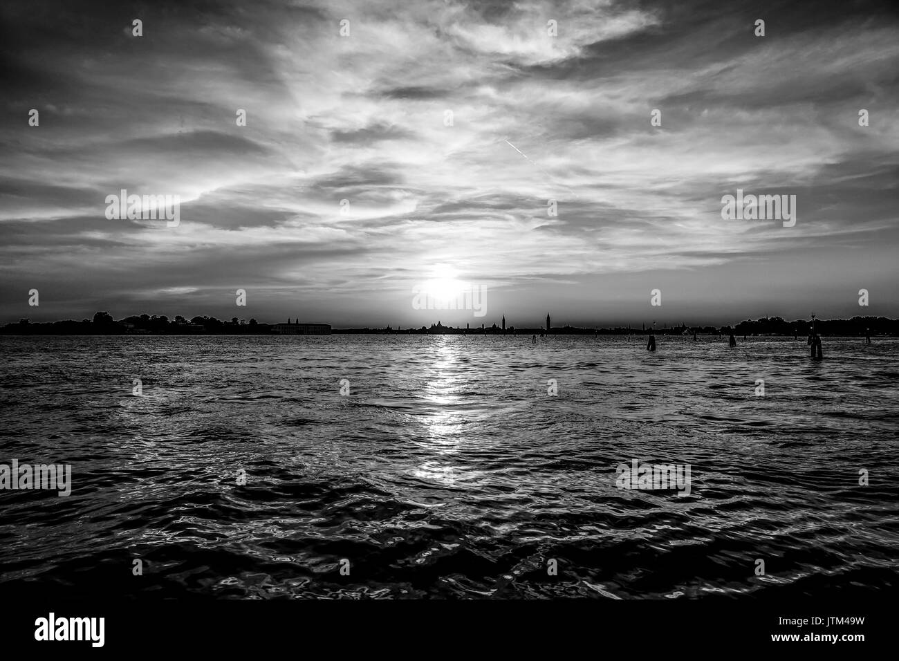 Venice at sunset - wide angle shot Stock Photo - Alamy