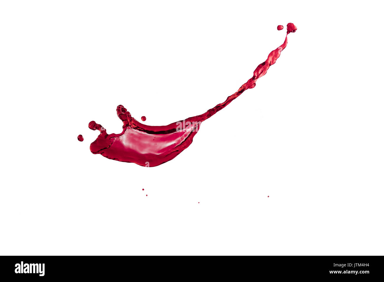 flying beautiful red splash and drops isolated over white background ...