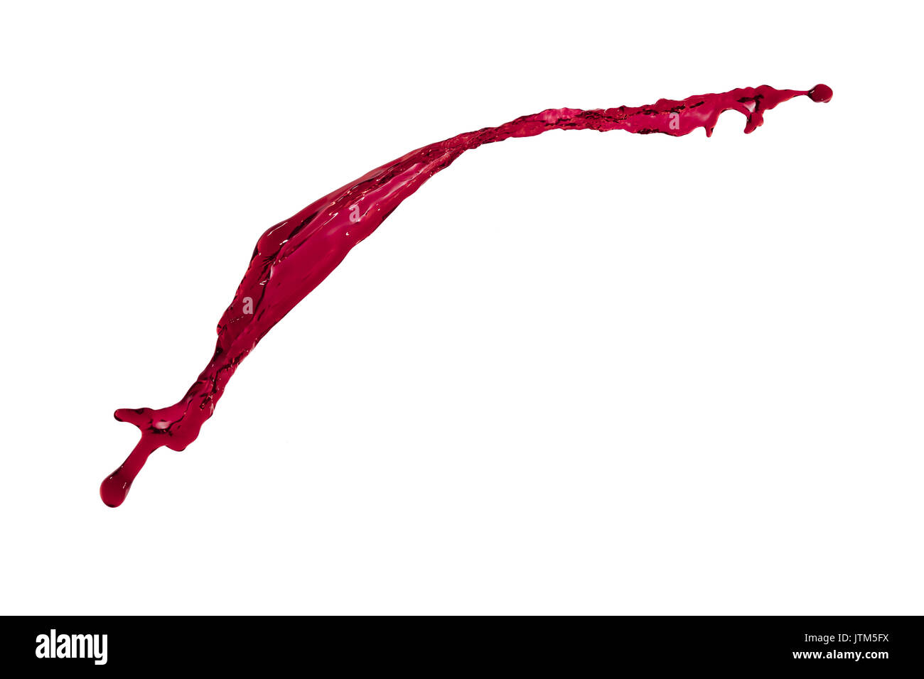 flying beautiful red splash and drops isolated over white background ...