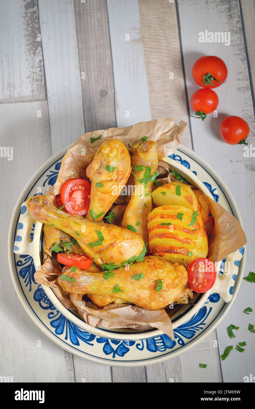 Fried chicken legs lemon hi-res stock photography and images - Alamy