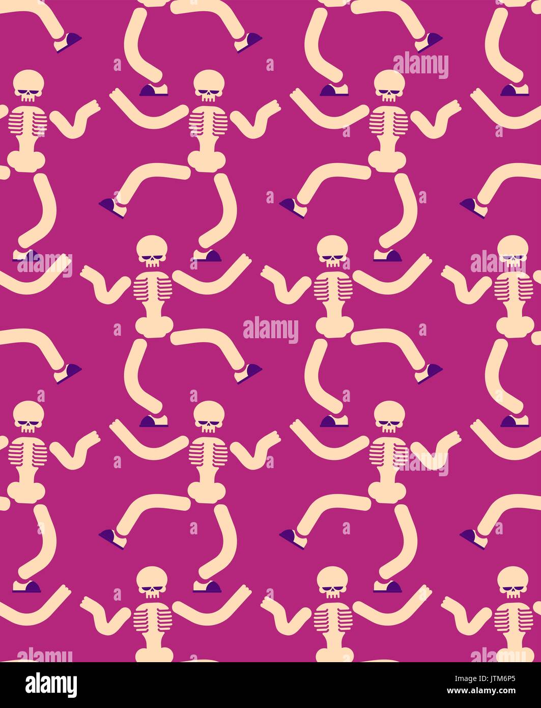 Dancing skeleton seamless pattern. Hell background. underworld ornament ...