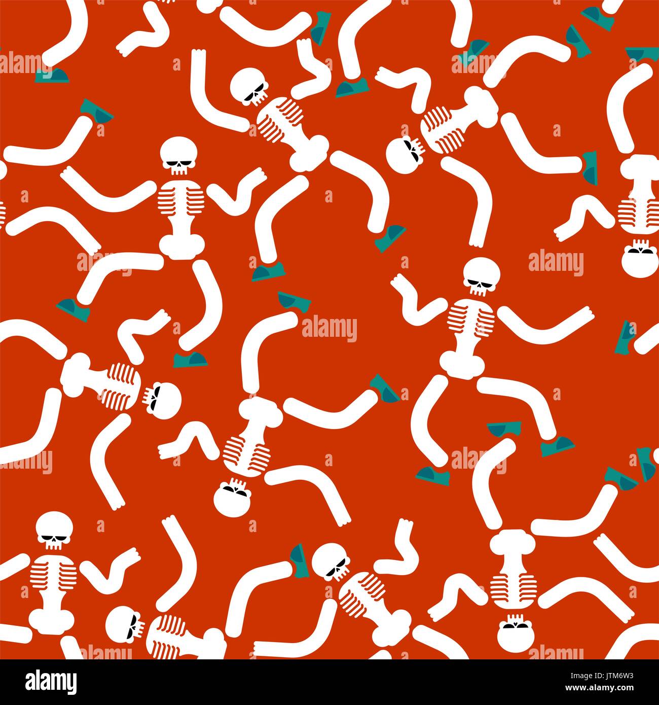 Dancing skeleton seamless pattern. Hell background. underworld ornament ...