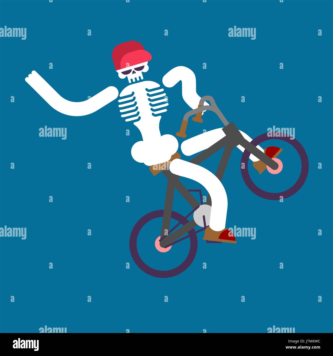 Skeleton on bicycle. Skull and BMX. Boy skeletons rolling bike Stock ...