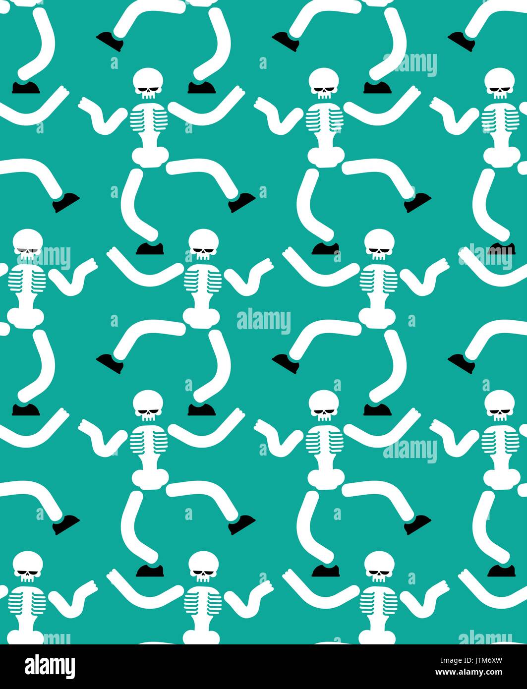 Dancing skeleton seamless pattern. Hell background. underworld ornament ...