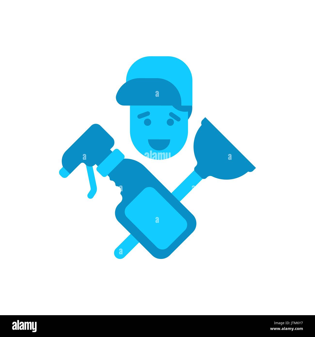 Cleaning Service Logo Rubber Plunger And Cleaning Agent Cleanup