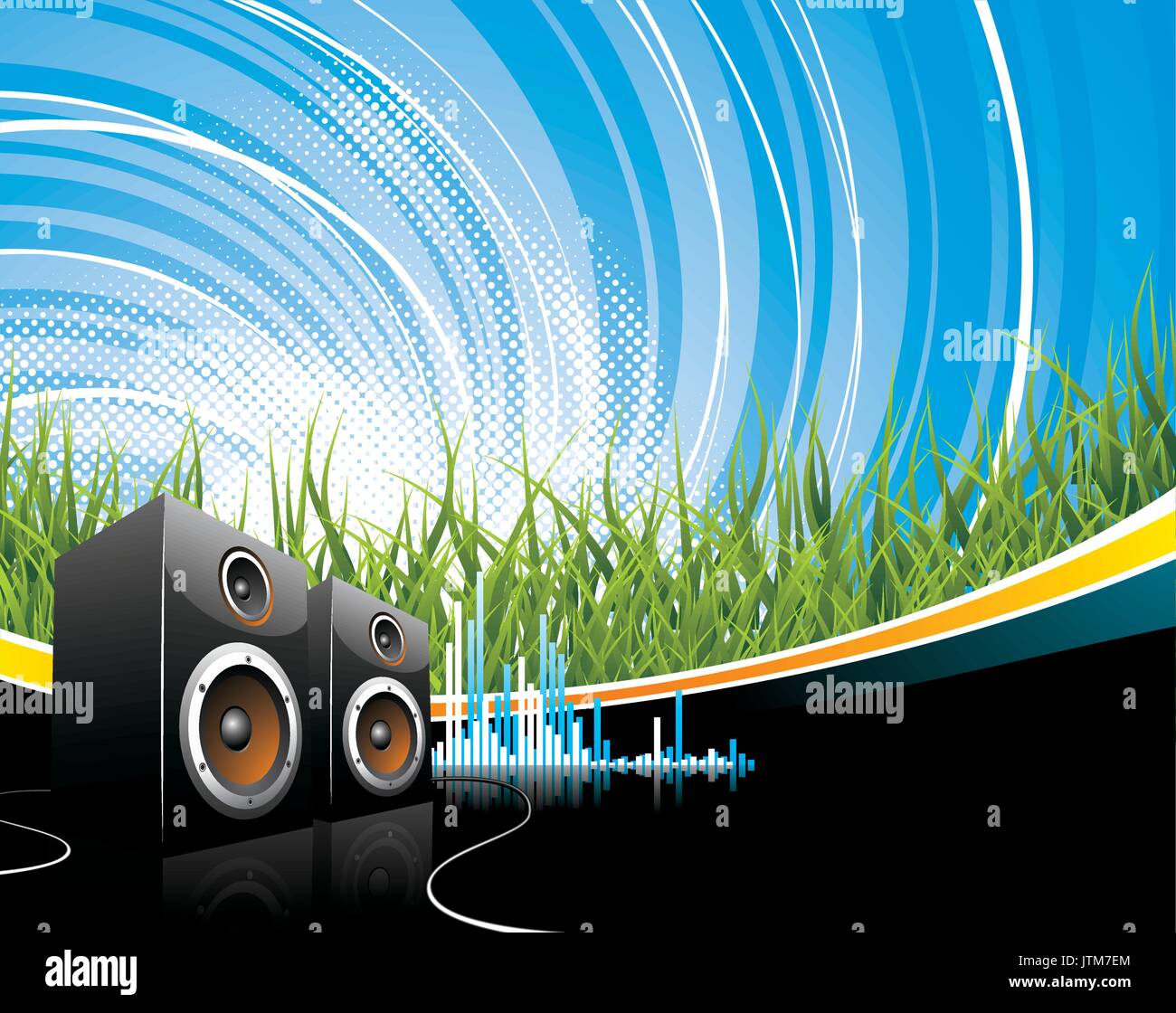 Music illustration with speakers on a field background Stock Vector ...