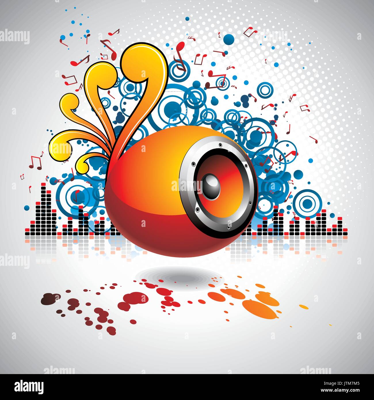 vector illustration for a musical theme with speakers and disco ball ...