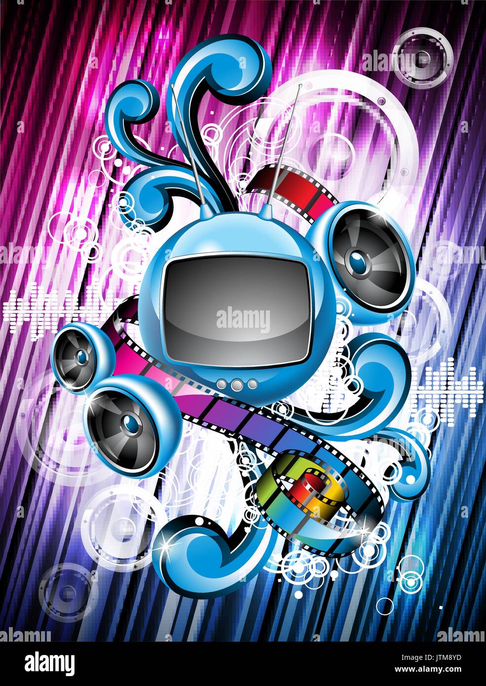 Abstract vector shiny background with speakers and futuristic ...