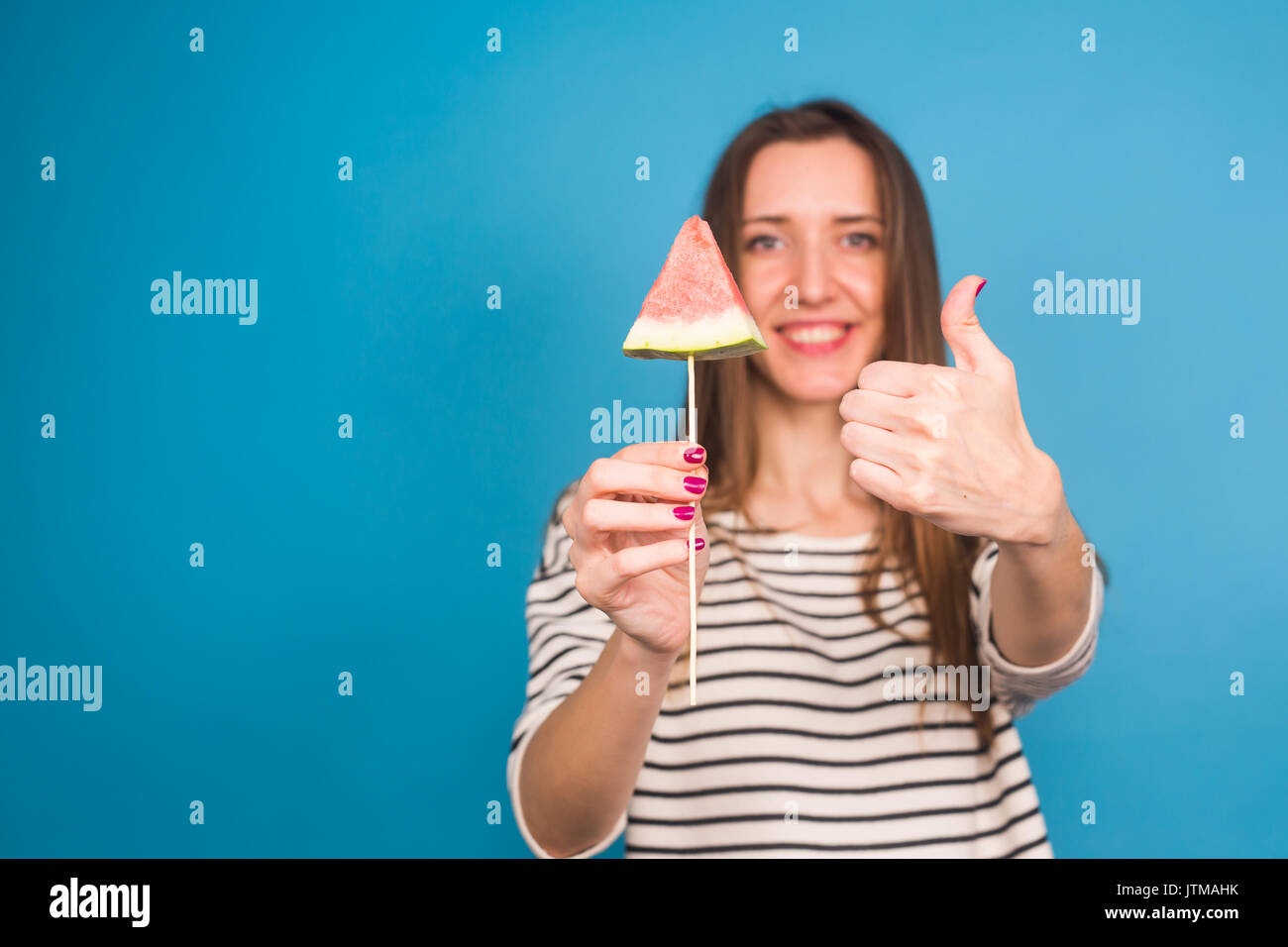 Summer, vacation, diet and vegans concept - Beautiful smiling young ...