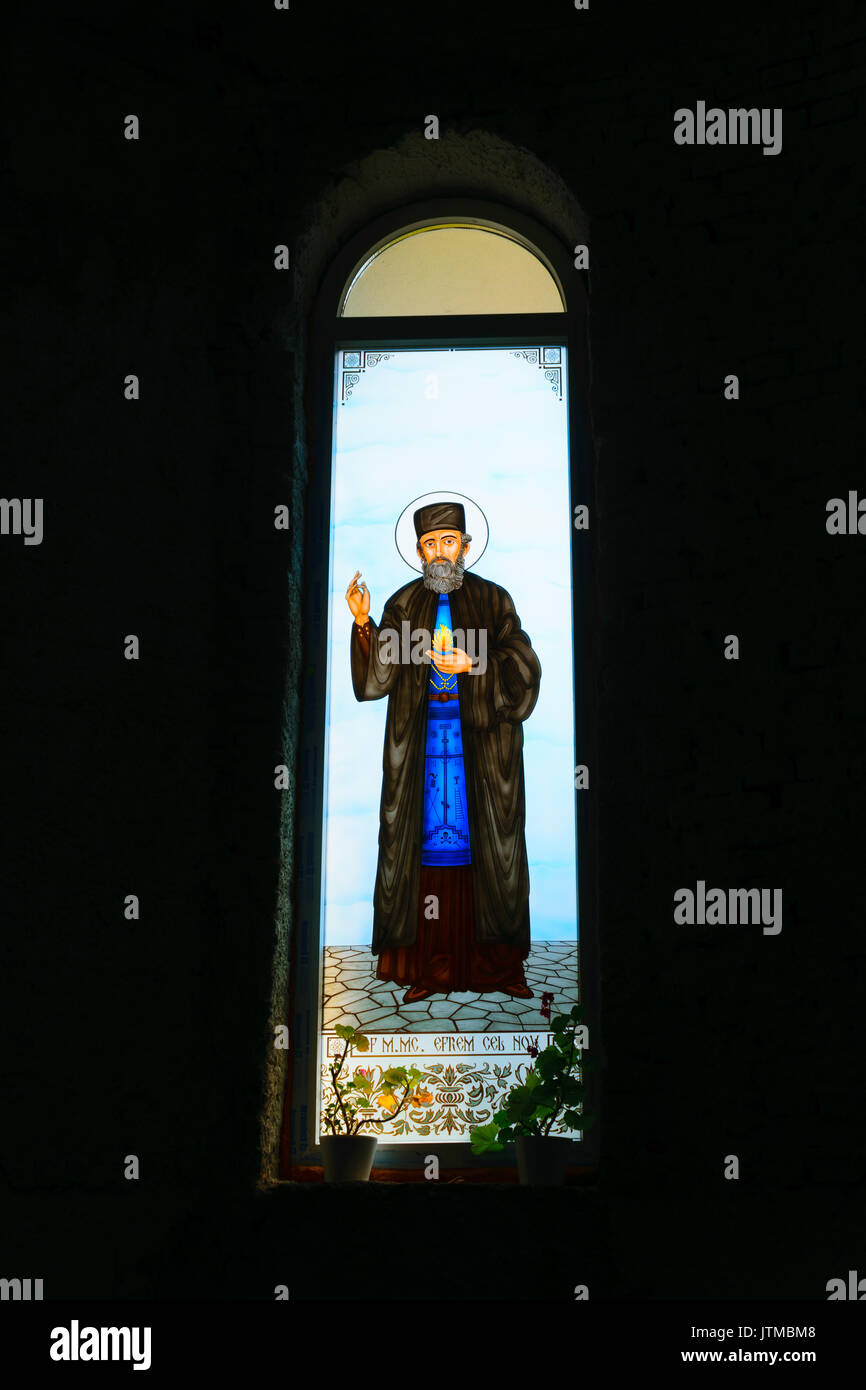colorful christian church saints stained glass windows Stock Photo - Alamy