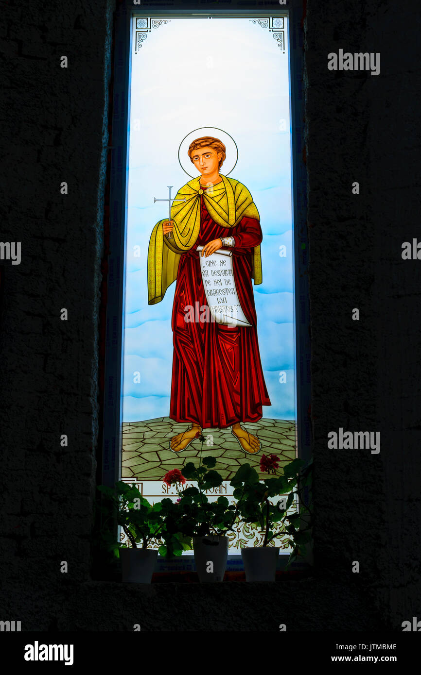 colorful christian church saints stained glass windows Stock Photo - Alamy