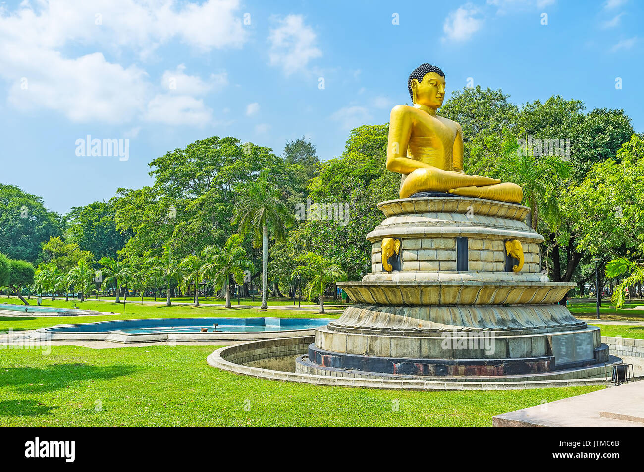 The giant golden statue of Meditating Lord Buddha decorates the central ...