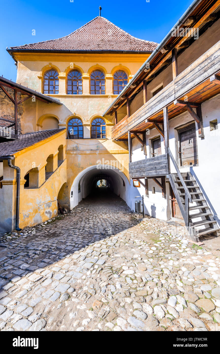 Prejmer, Romania and medieval fortified Saxon church in Brasov county ...