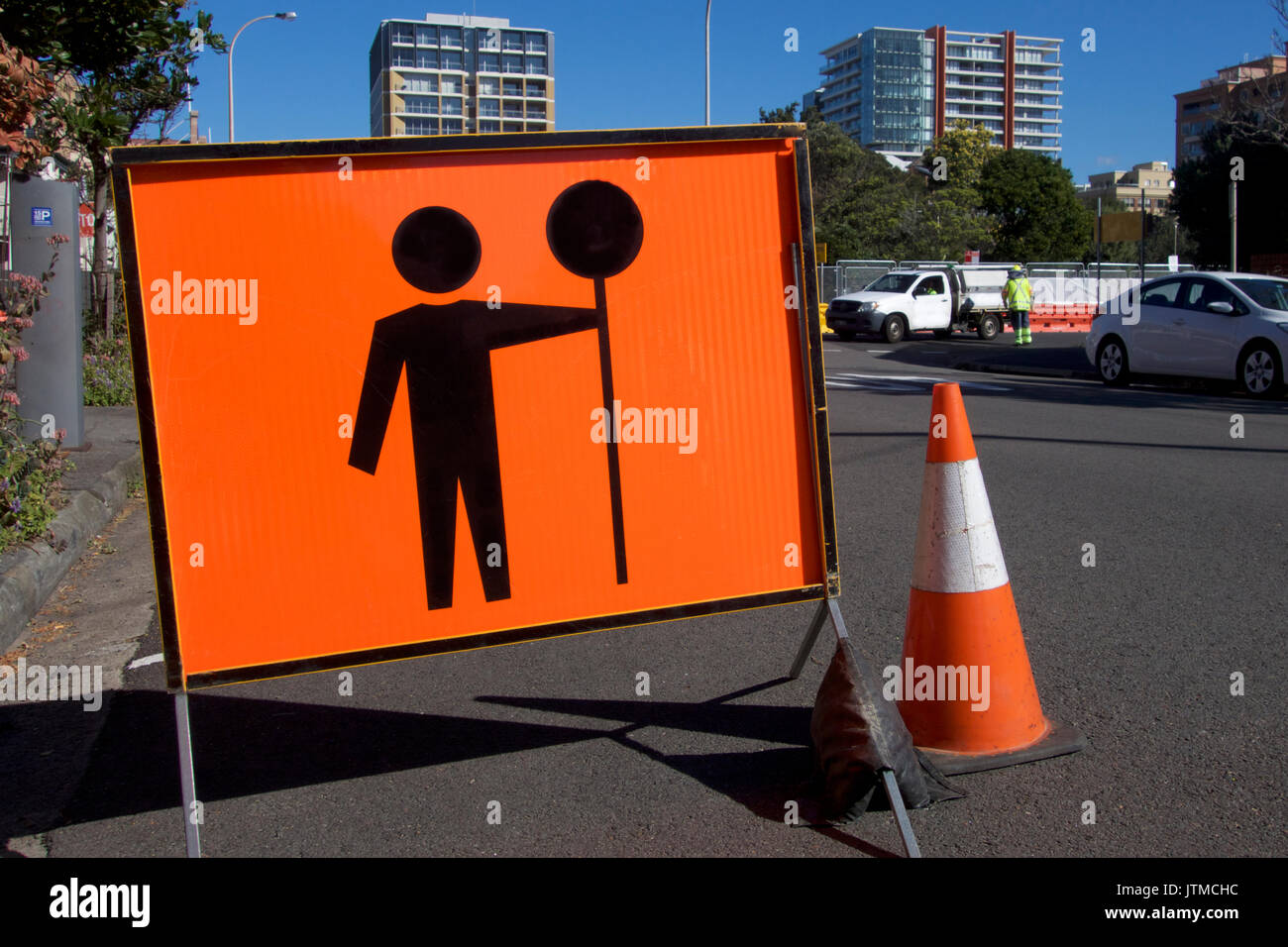 Warning of a stop sign ahead Stock Photo - Alamy