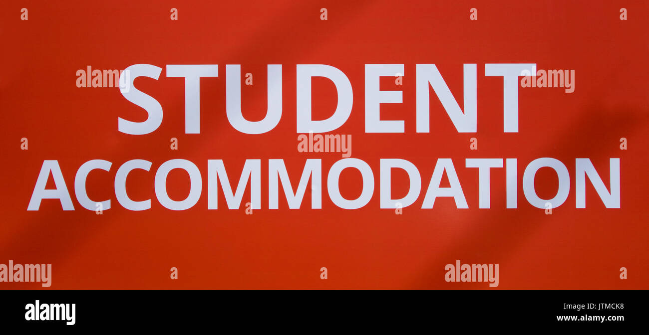 Student Accommodation signage Stock Photo - Alamy