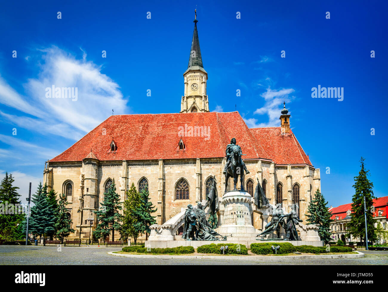 Cluj, Romania. Medieval St. Michael's Church and Union Square in Cluj ...