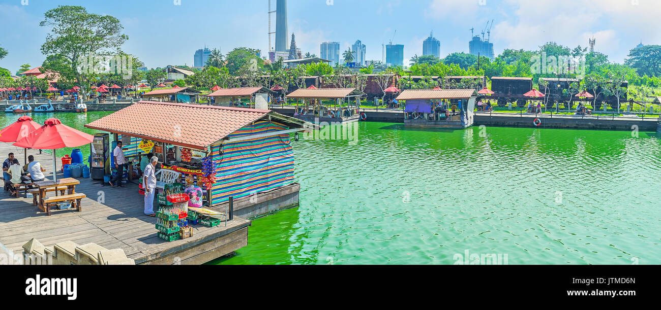 COLOMBO, SRI LANKA - DECEMBER 7, 2016: Panorama of Pettah Floating Market on Beira lake with the ...