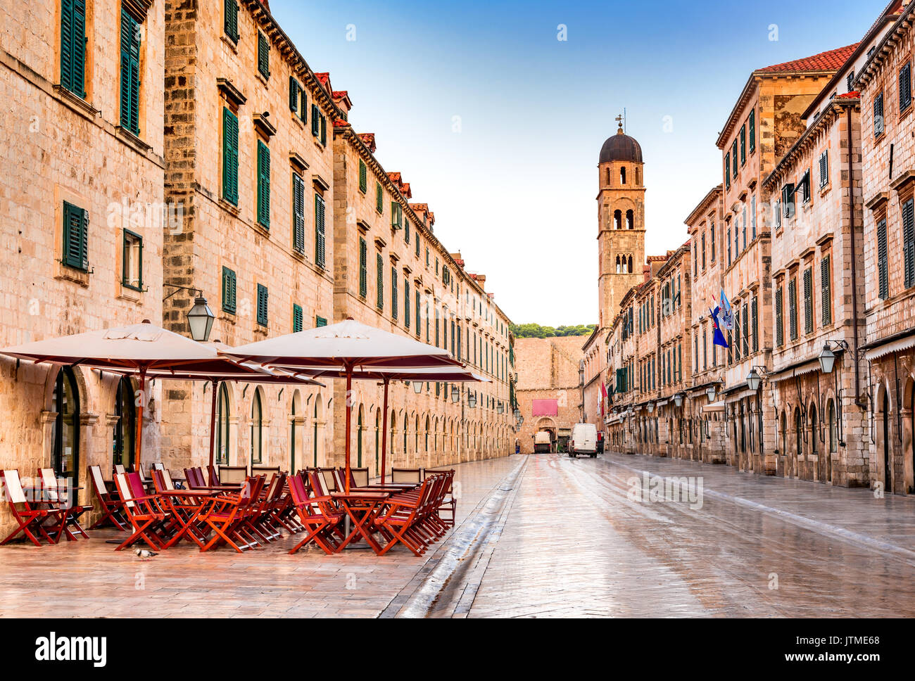 Dubrovnik, Croatia. Dubrovnik old city street view (medieval Ragusa) in ...