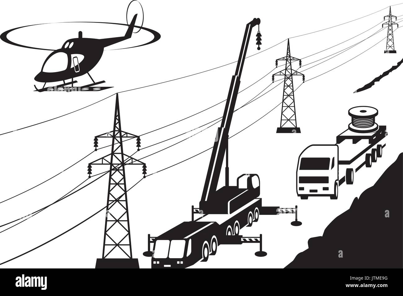 Electrical transmission line maintenance and repair Stock Vector Image ...